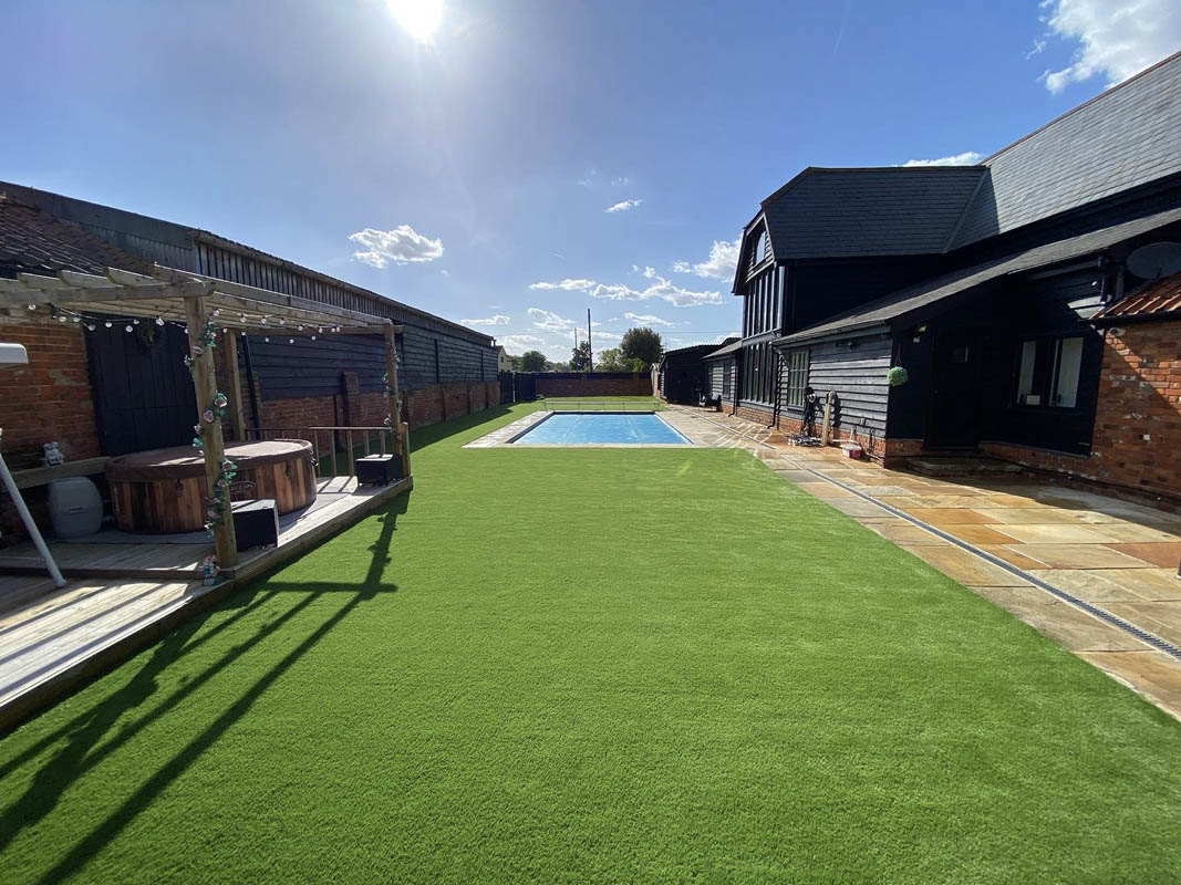 Swimming Pool, Cold Norton | Artificial Grass Installation