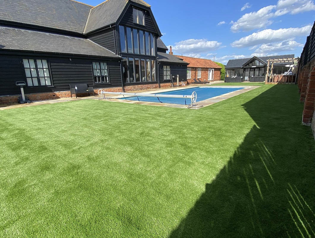 Swimming Pool, Cold Norton | Artificial Grass Installation